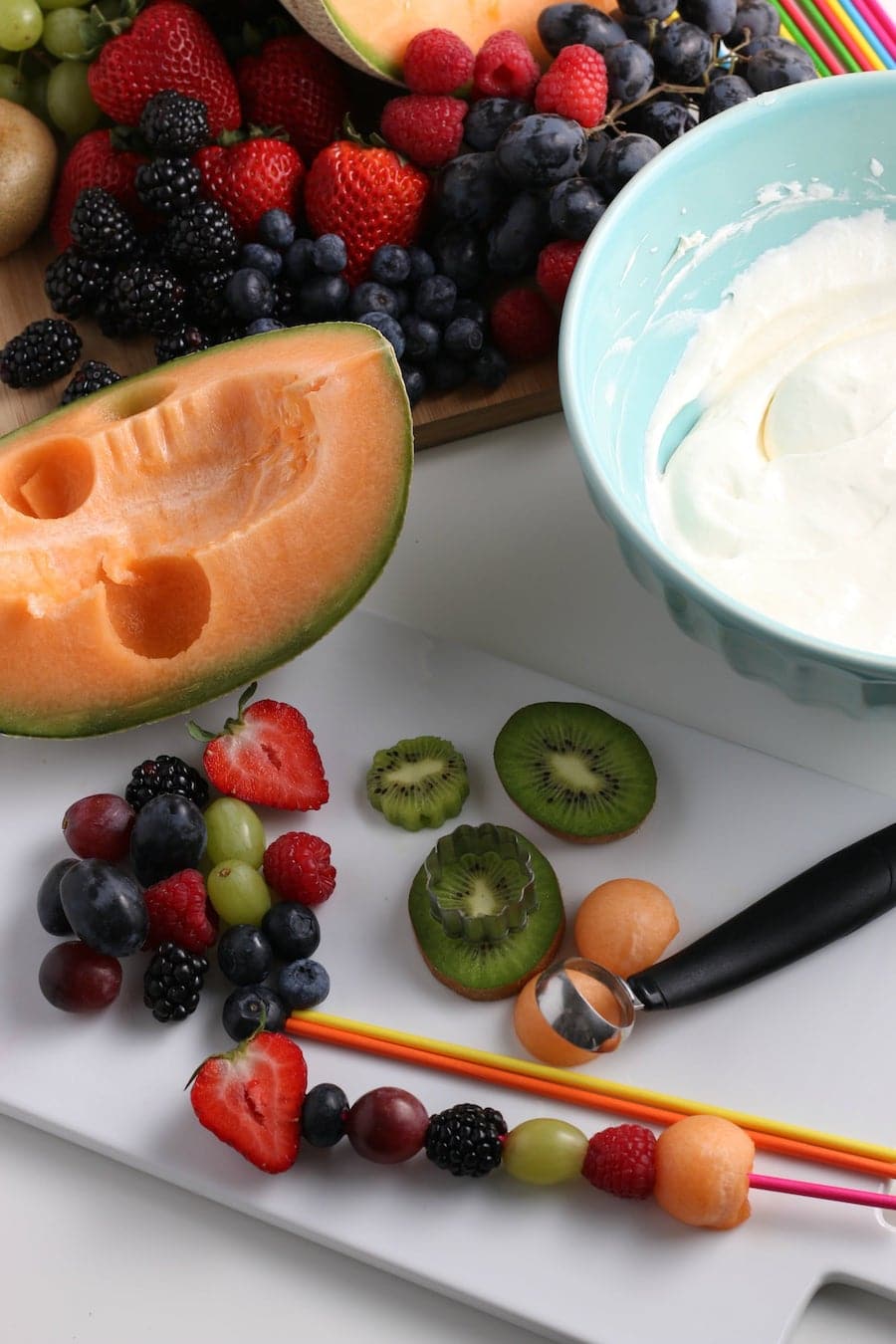 Fruit Kabobs and Fruit Kabob Dip (Just 3 ingredients - so GOOD!)
