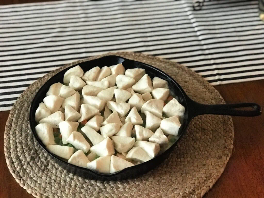 Turkey Biscuit Casserole -Cooked in a skillet and perfect for dinner!