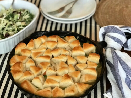 Turkey Biscuit Casserole -Cooked in a skillet and perfect for dinner!