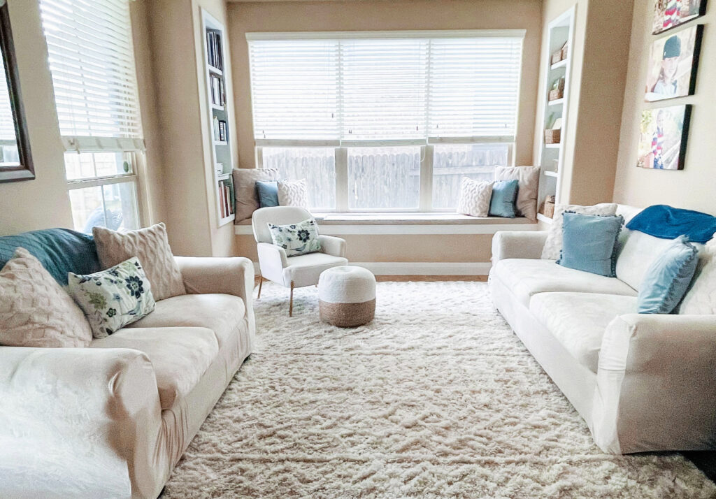 Couch Cover Makeover - Easy & Frugal Way to Fluff Your Space!