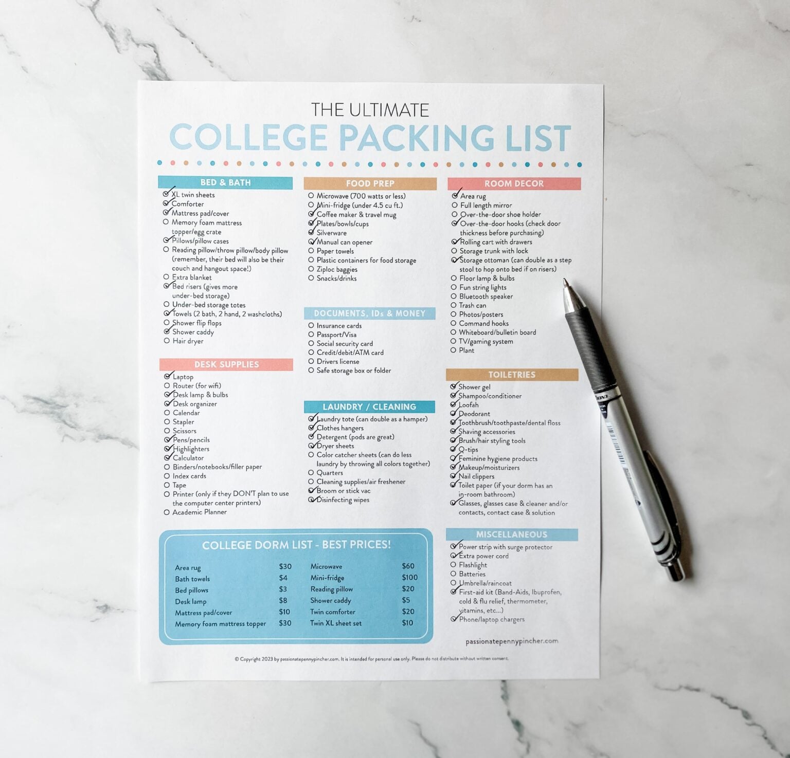College Packing List (Get your FREE Printable List HERE!)
