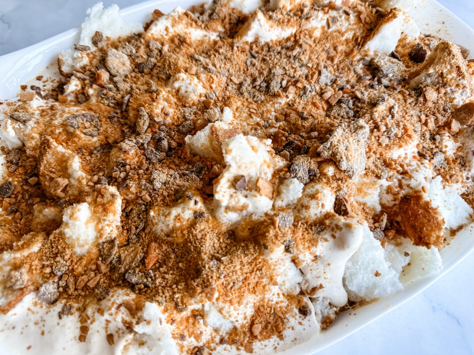 Butterfinger Dessert with Angel Food Cake - SO Good!