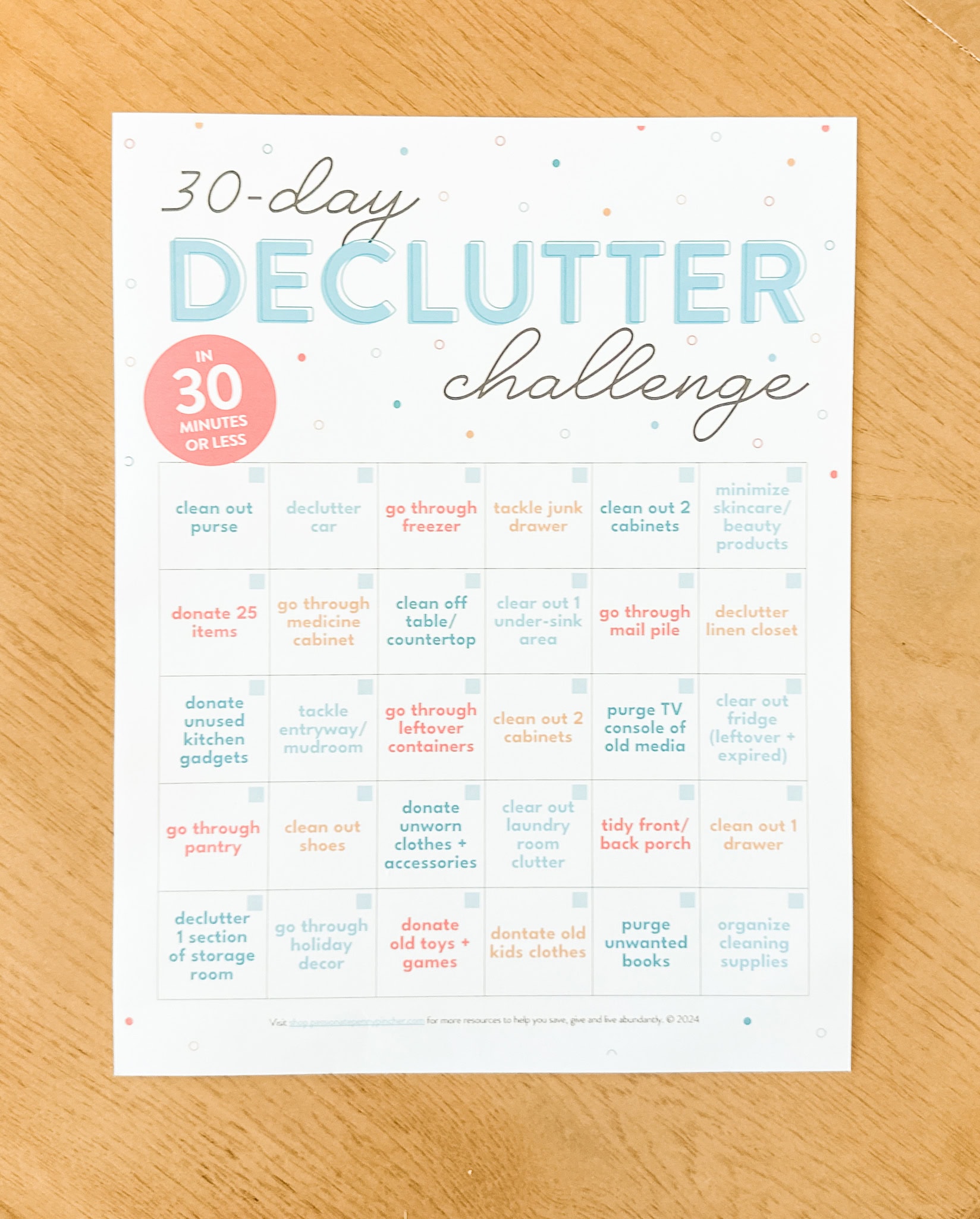 30-Day Declutter Challenge (FREE Printable Calendar!)
