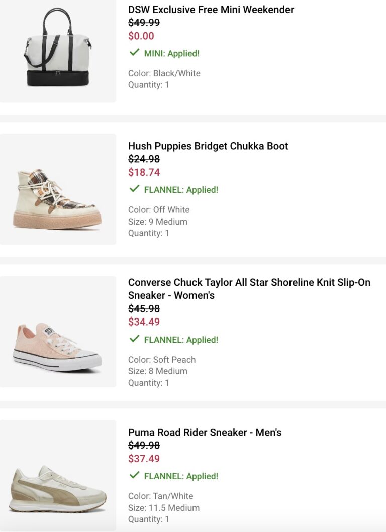 Free $50 DSW Weekender Bag with Select Purchase + Extra 25% Off Clearace!