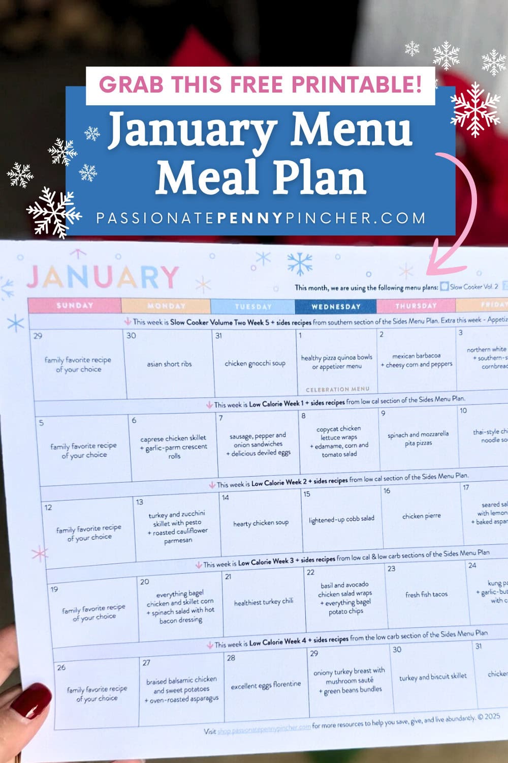December Menu Plan + FREE Menu Calendar Printable!