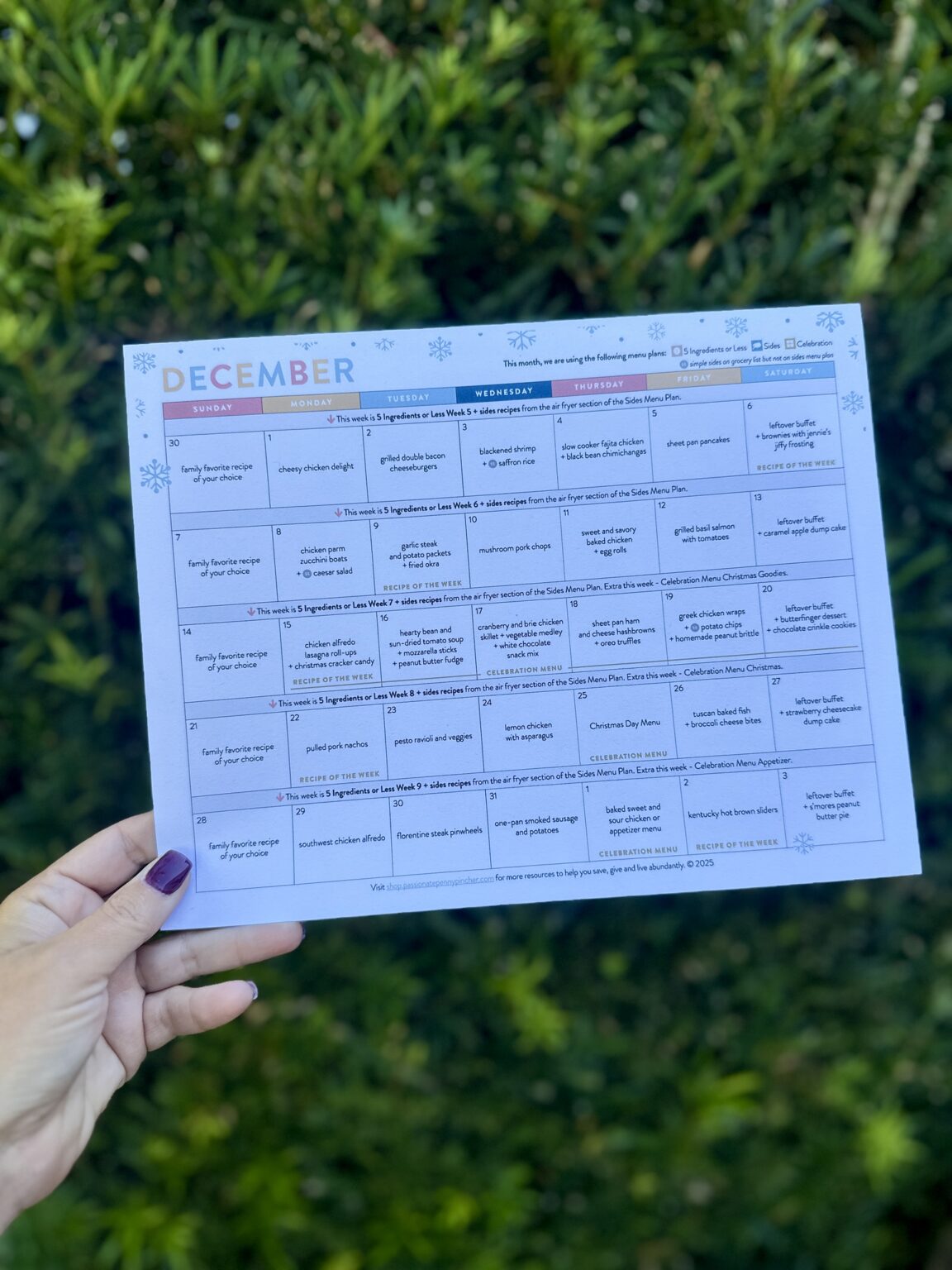 December Menu Plan + FREE Menu Calendar Printable!