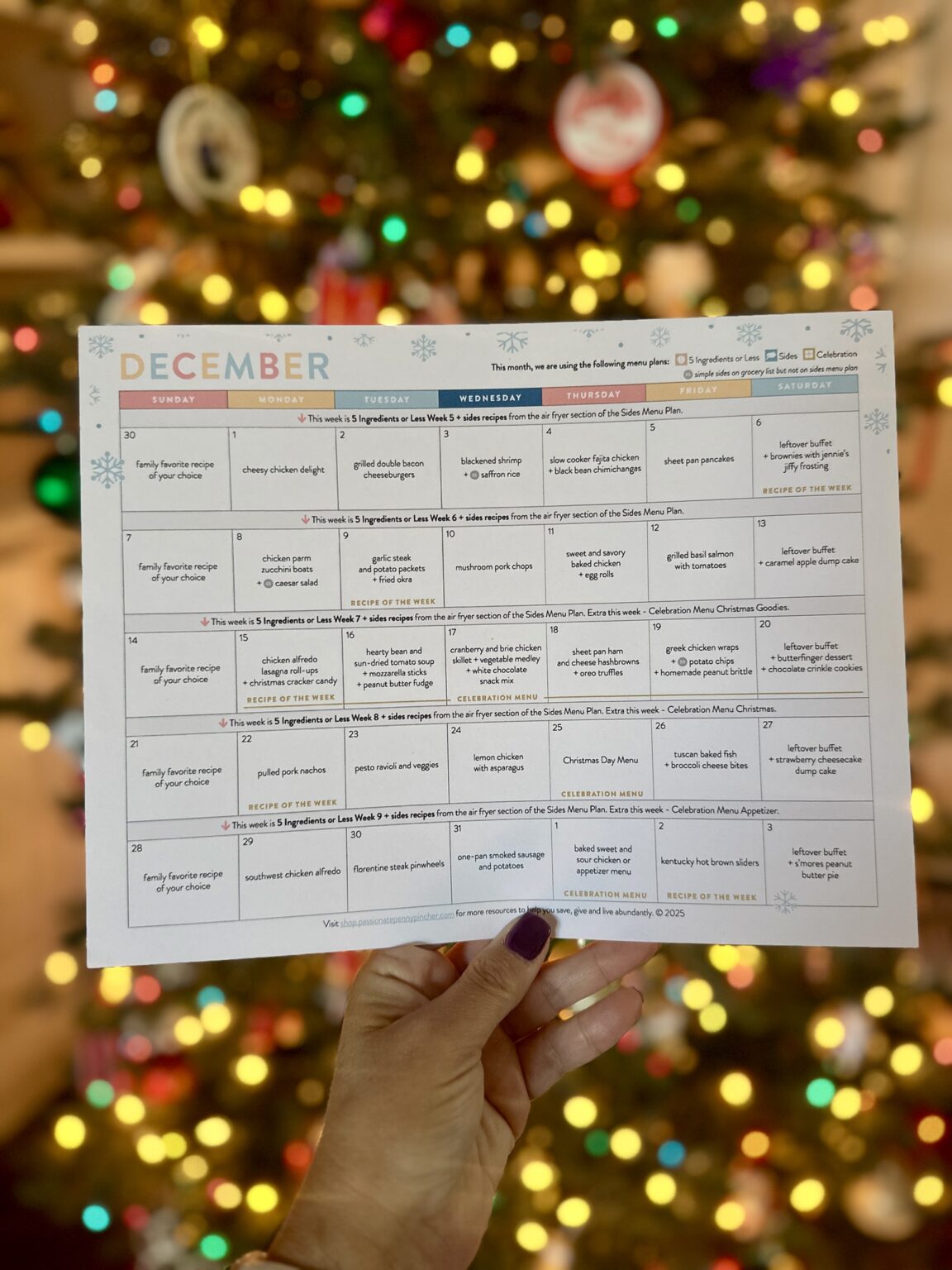December Menu Plan + FREE Menu Calendar Printable!