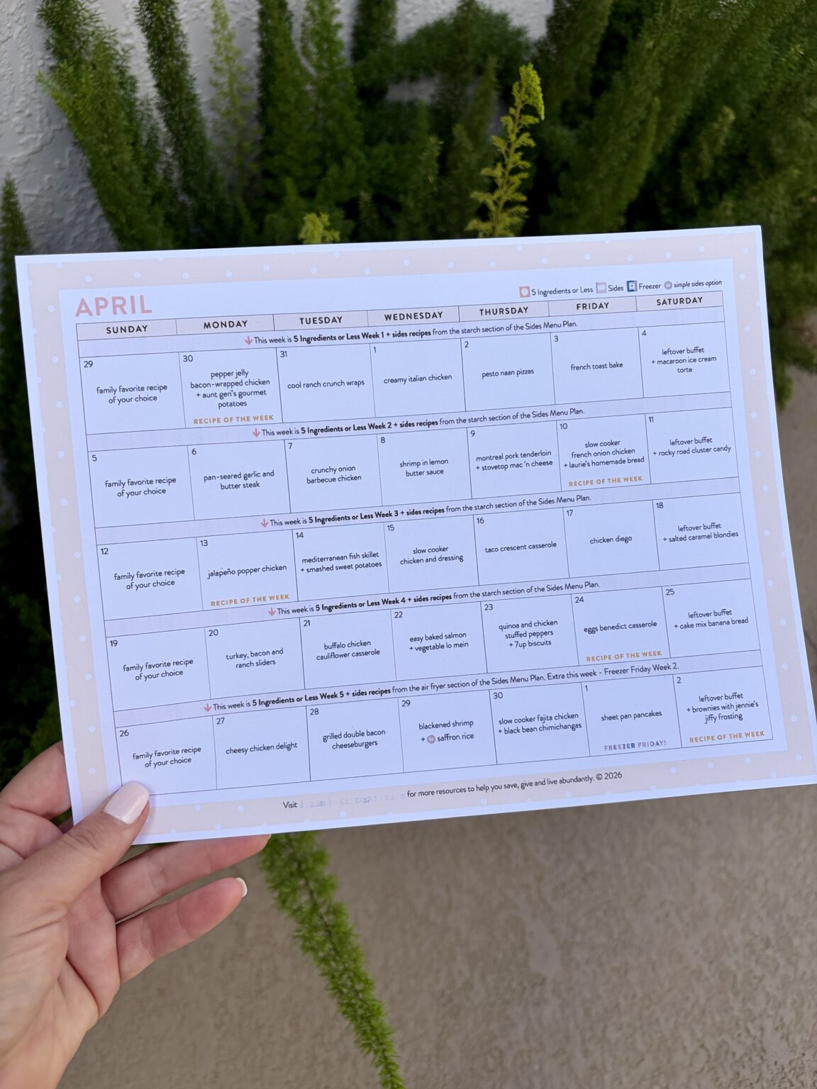 April Menu Plan + FREE Menu Calendar Printable: Here's What We're ...