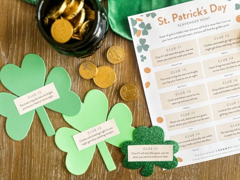 St. Patrick's Day Scavenger Hunt for Kids (FREE Printable Clues!)