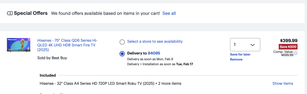 HOT BOGO TV Deal! Buy a 75″ TV, Get Another TV FREE (Only $399!)