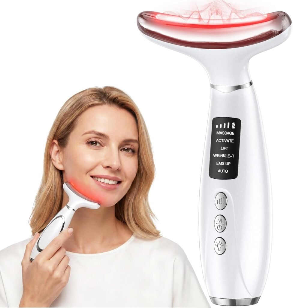 7-Color Red Light Therapy Face & Neck Massager with Heat