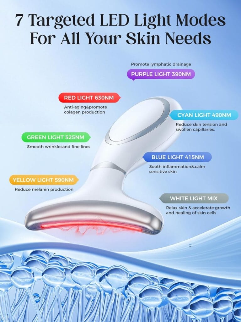 7-Color Red Light Therapy Face & Neck Massager with Heat